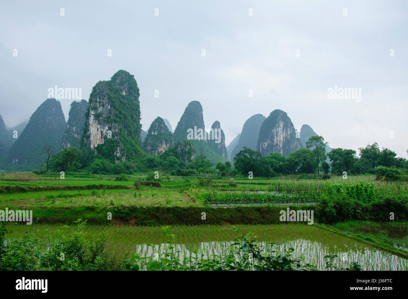 Beautiful karst mountains and countryside scenery in spring Stock Photo ...