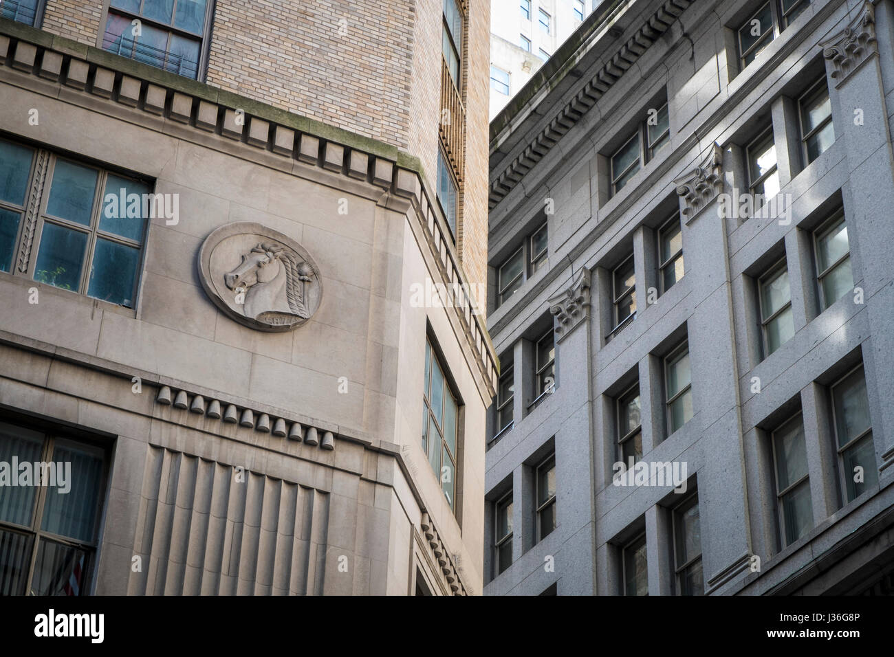 Modern office buildings in the financial district of New York City ...