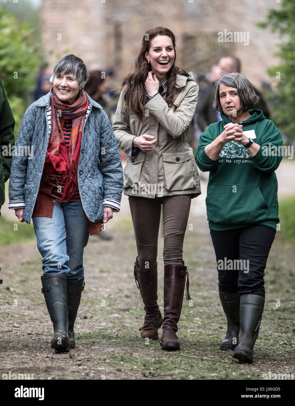 The Duchess of Cambridge walks with Heather Tarplee (right) the ...