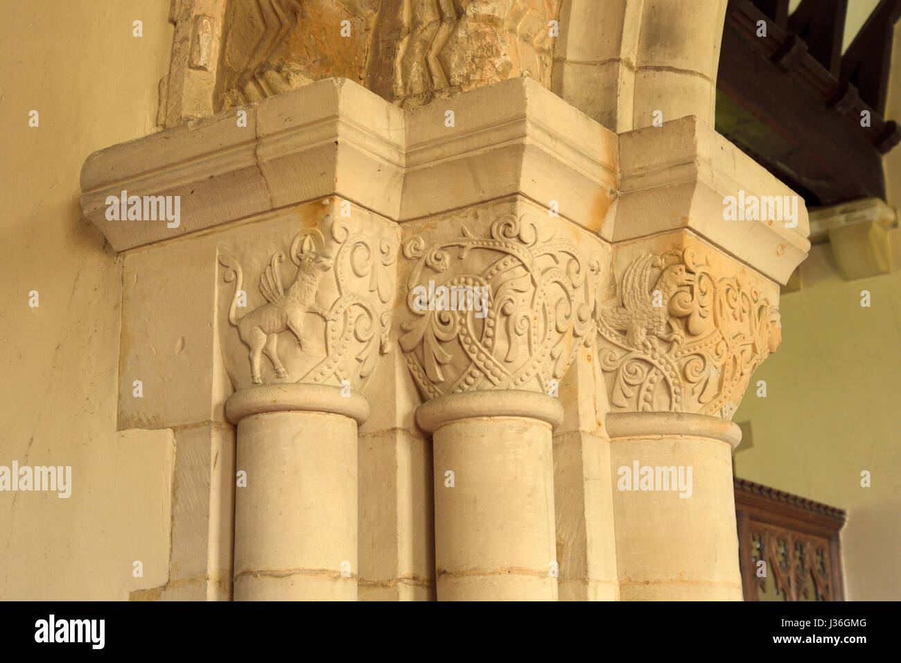 Kilburn Church Stonework Stock Photo - Alamy