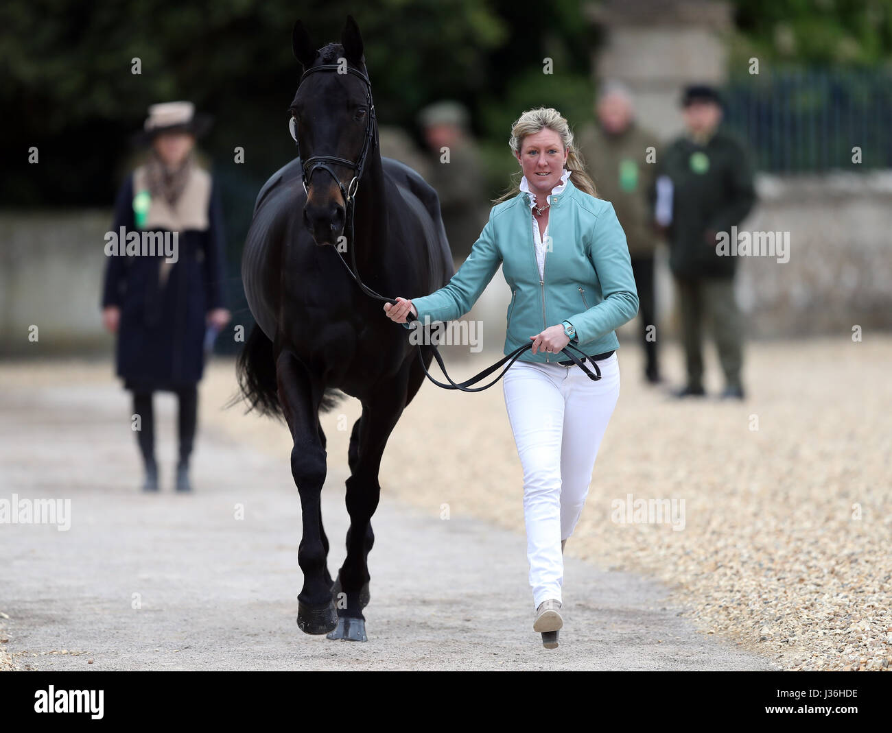 Great Britain's Nicola Wilson leads out Annie Clover during the First ...