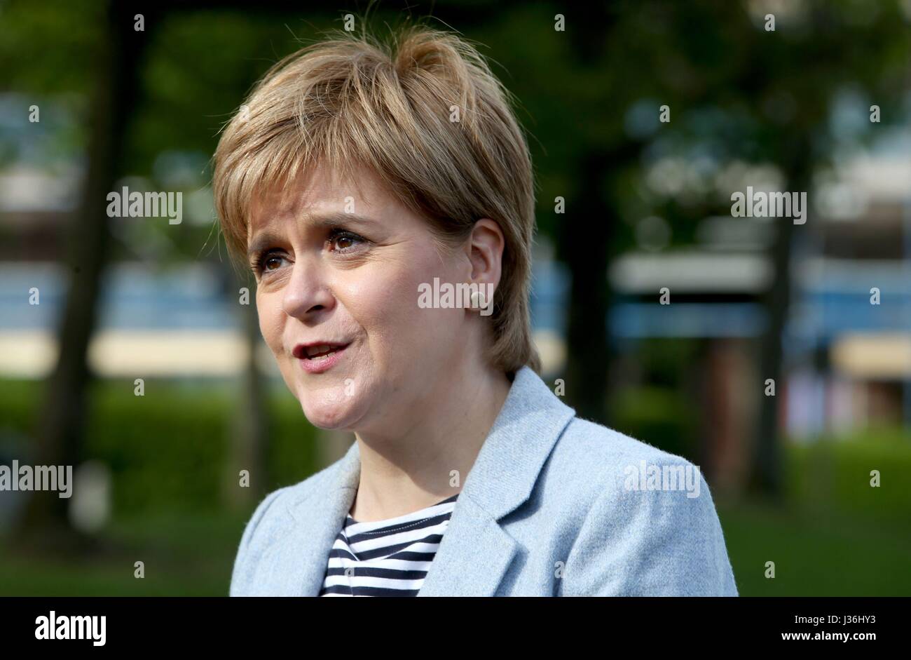 First Minister and SNP leader Nicola Sturgeon campaigning in Toryglen ...