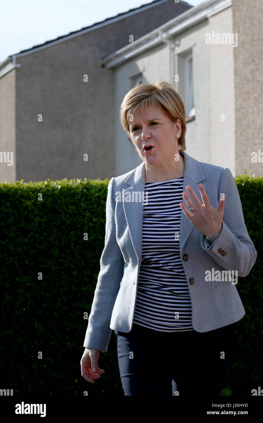 First Minister and SNP leader Nicola Sturgeon campaigning in Toryglen ...