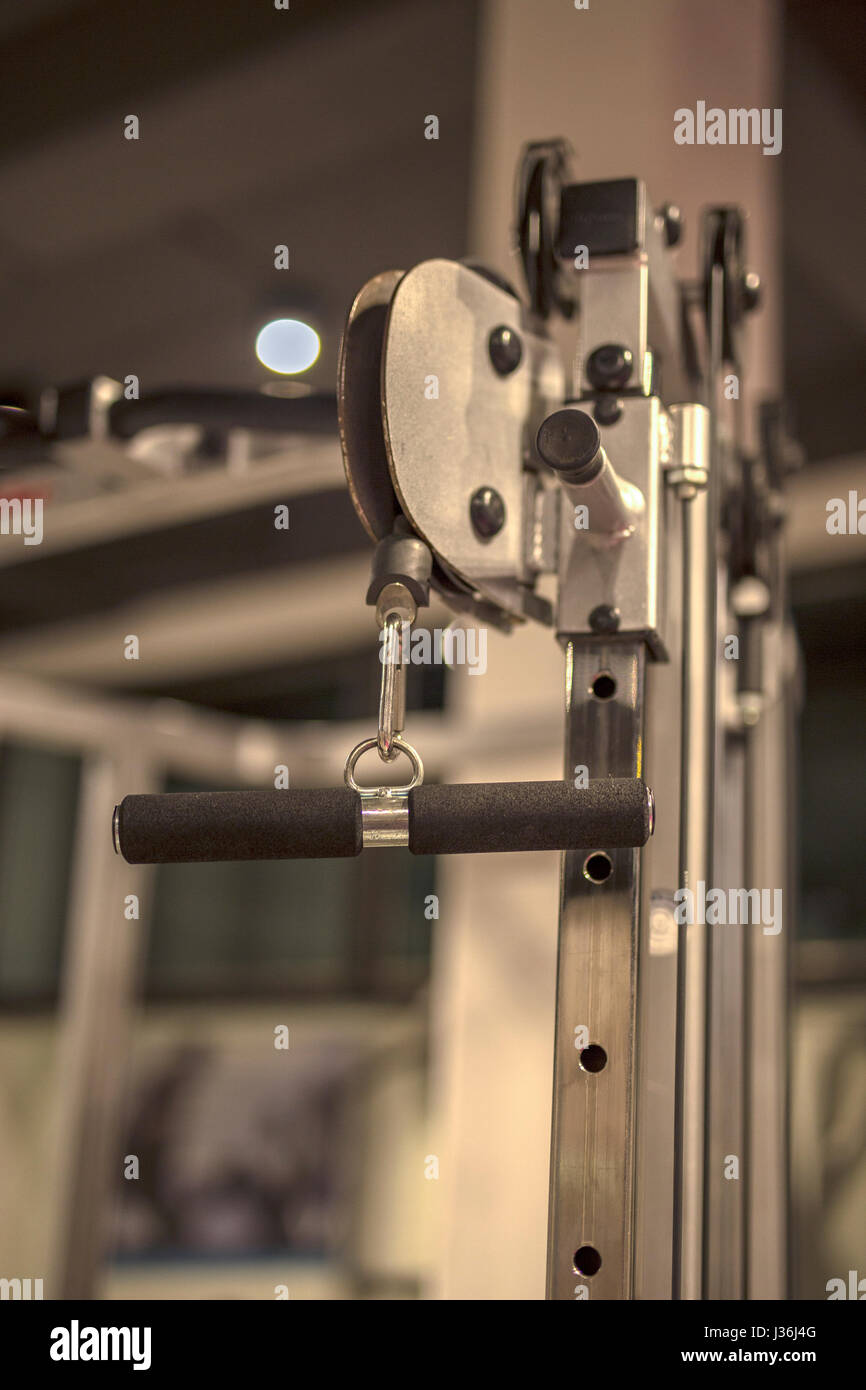 Detail from pulling exercise machine in the gym Stock Photo - Alamy