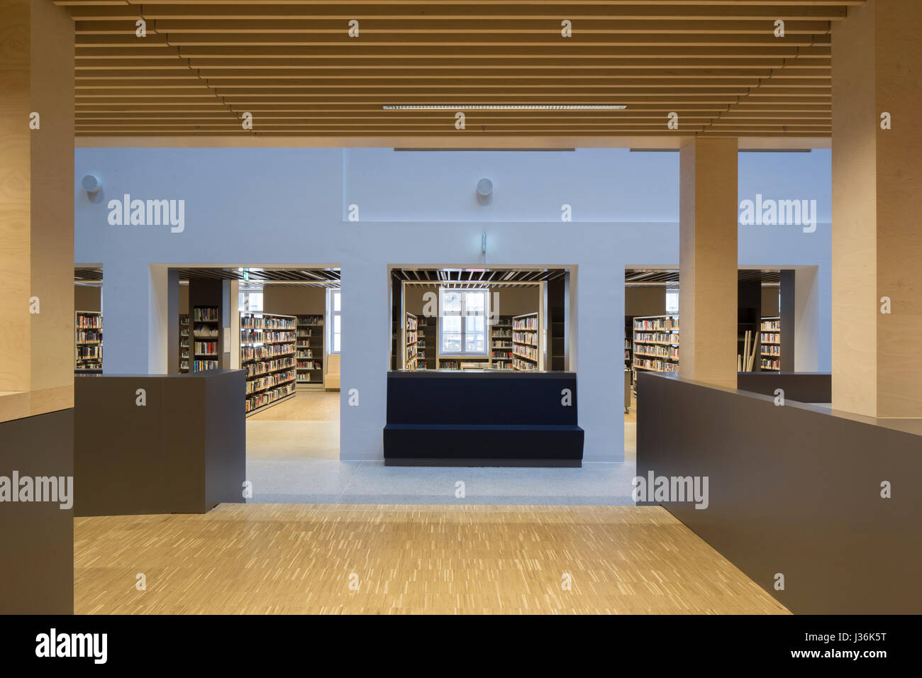 View from mezzanine towards library. Haus der Bildung - Municipal ...