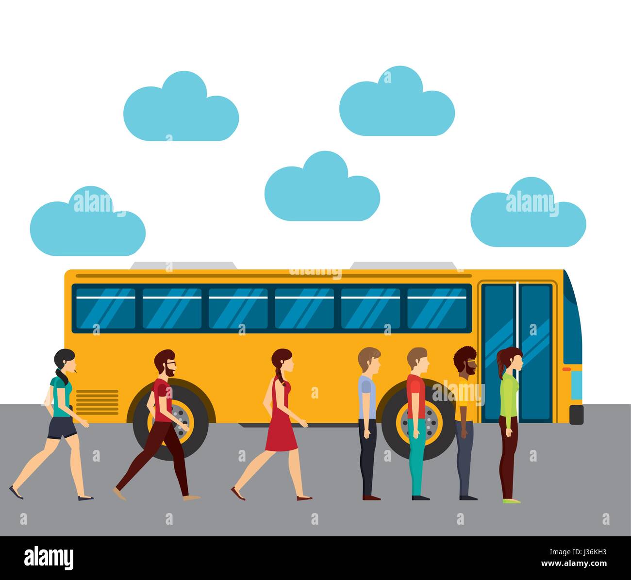 group of people in transport terminal Stock Vector Image & Art - Alamy