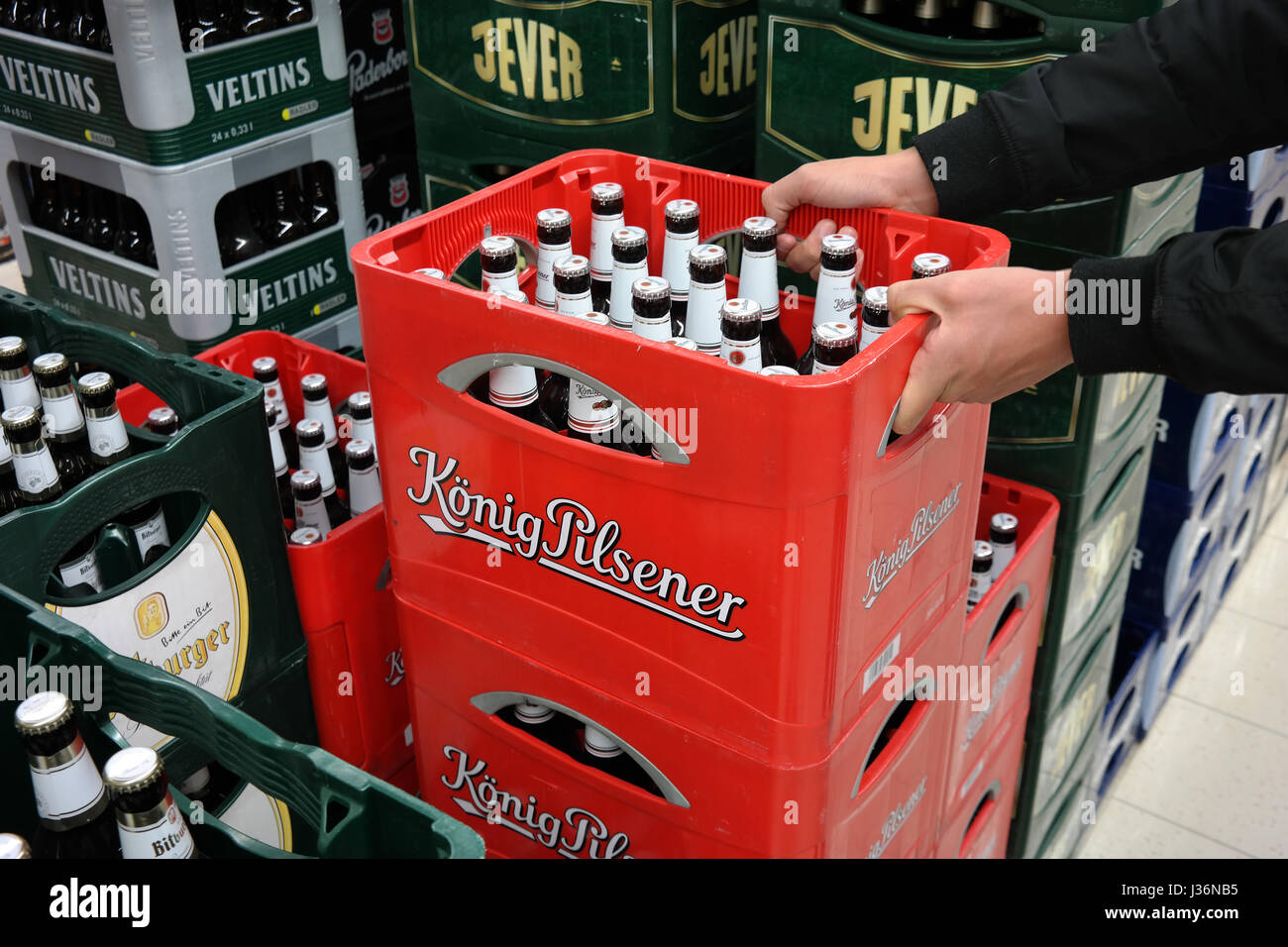 Konig Beer crates in a store Stock Photo - Alamy