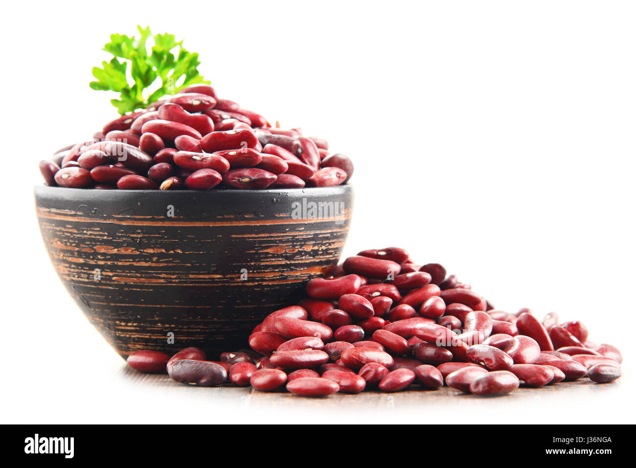 Composition with bowl of kidney bean isolated on white background Stock ...