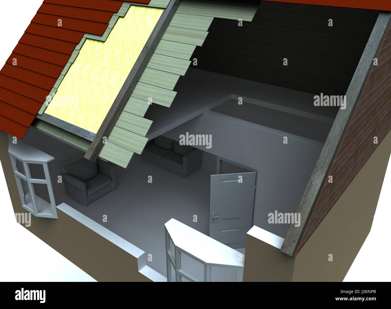 Cross section brick house hi-res stock photography and images - Alamy