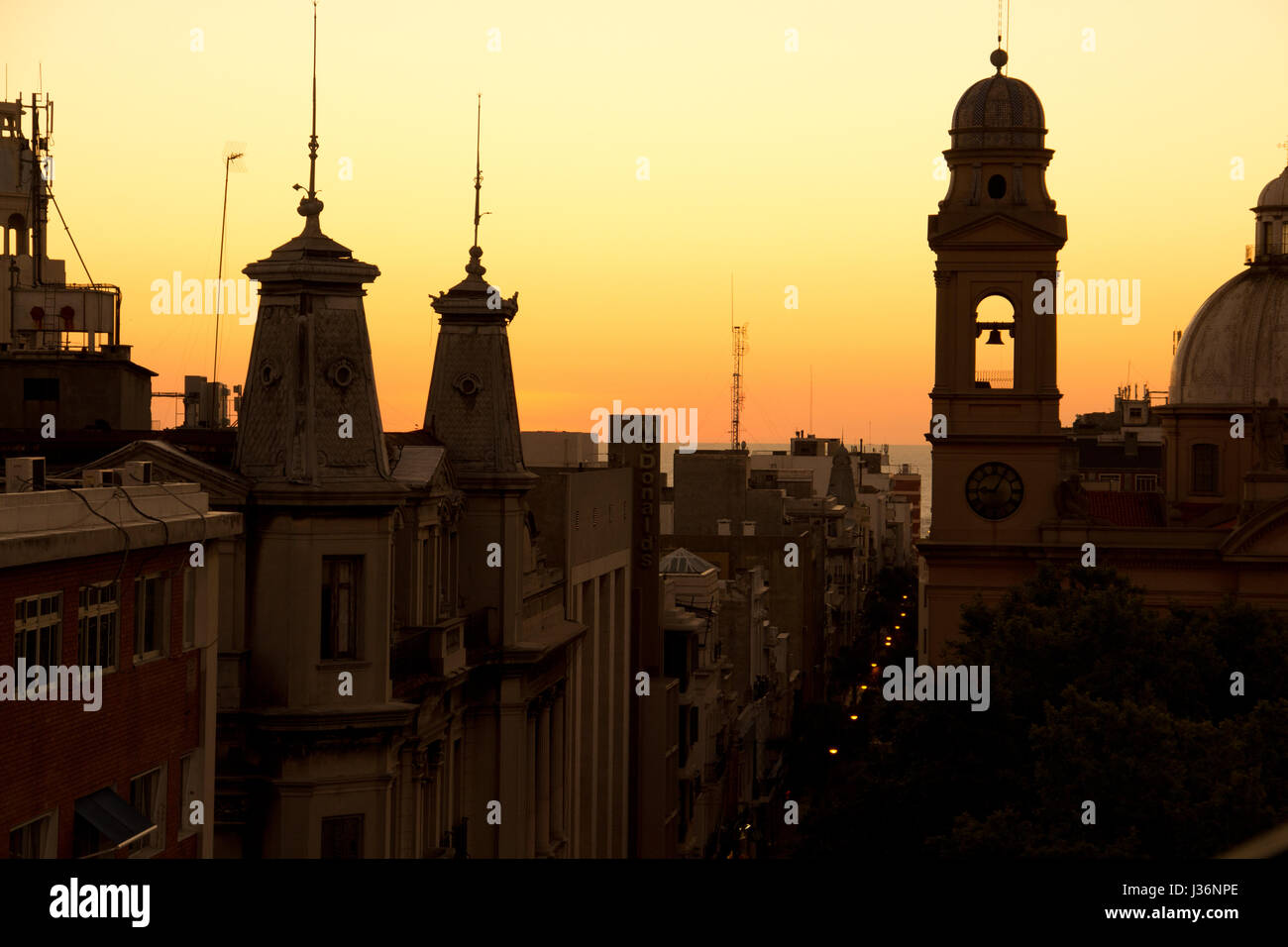 Sunset light in Montevideo with great perspective to the skyline ...