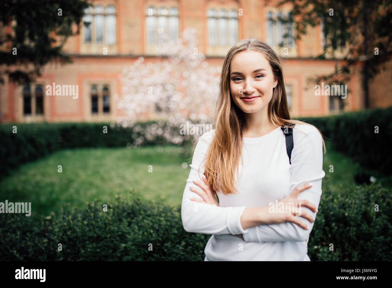 Portrait Of Female University Student Outdoors On Campus Stock Photo ...