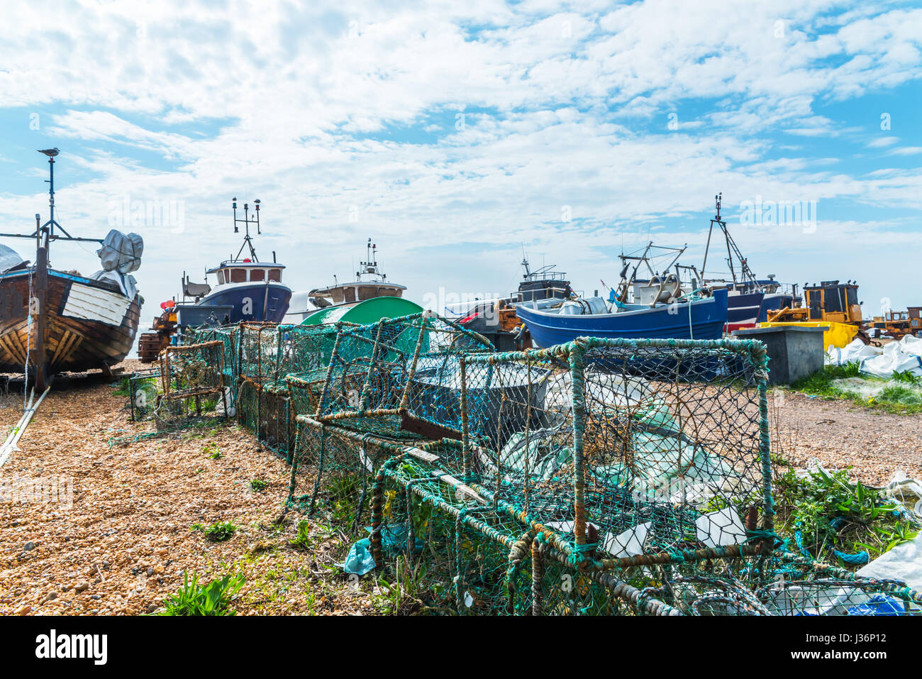 Fishing boats on the shore, pebble beach, wooden boats, fishing and ...