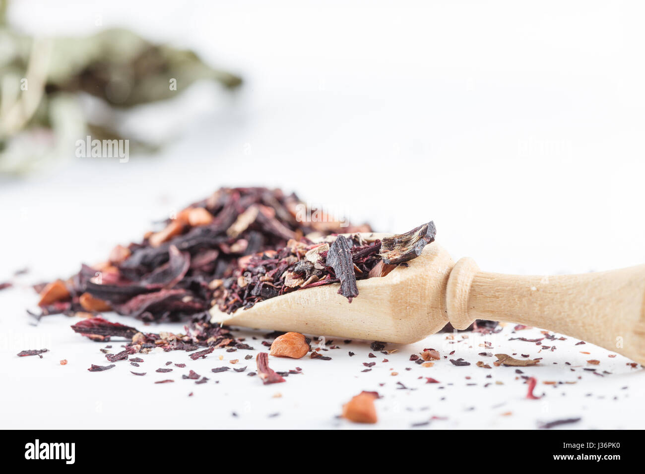 Asian aromatic tea ingredients and herbs isolated on white background ...