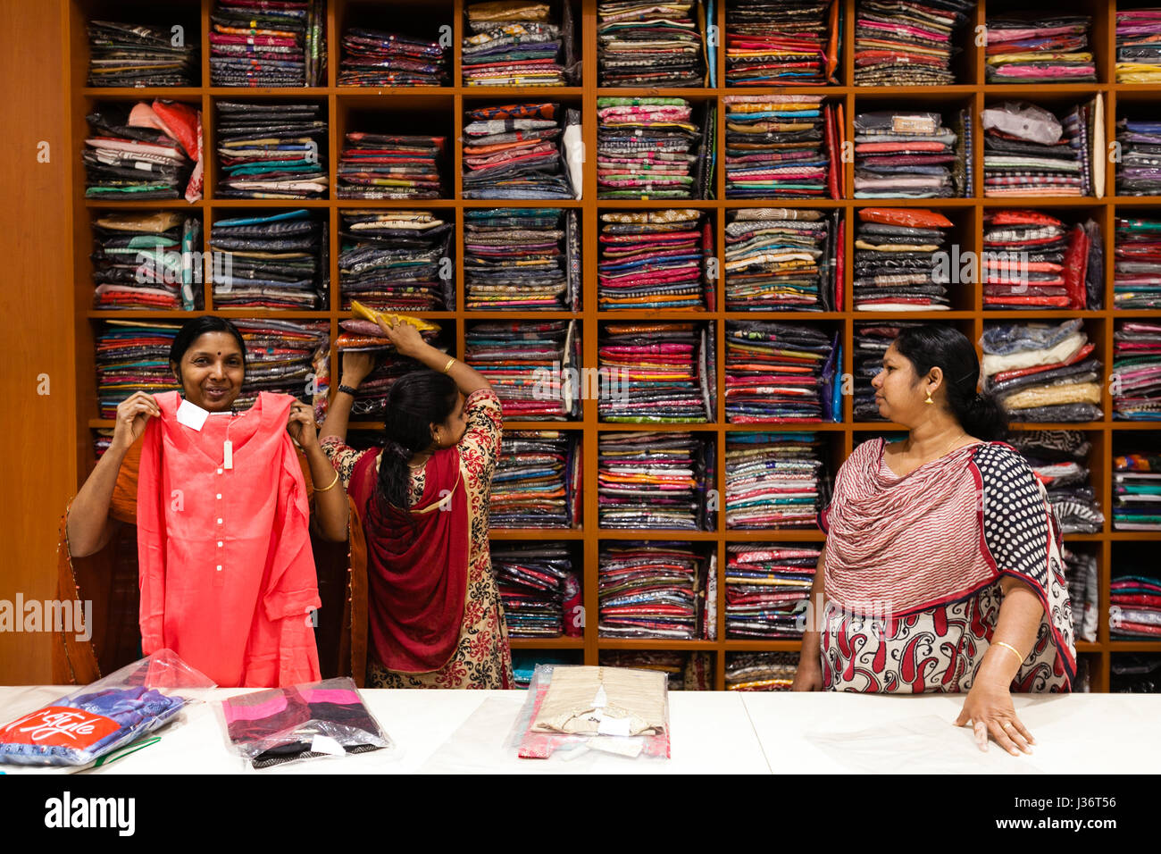 Inside a fabric shop, Alleppey, Kerala Stock Photo - Alamy