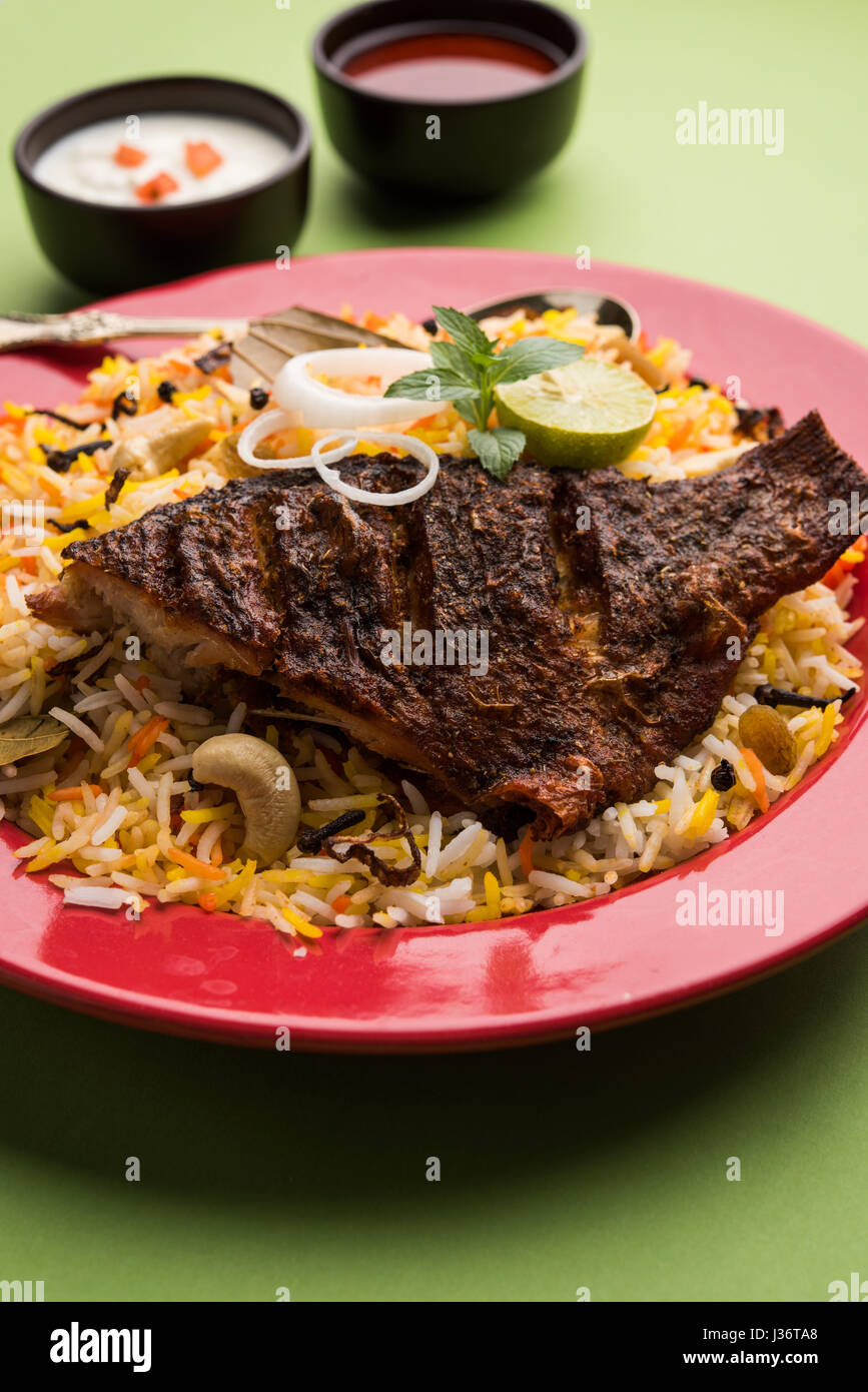 Fish Biryani or fish Rice - Popular Indian non-vegetarian recipe made ...