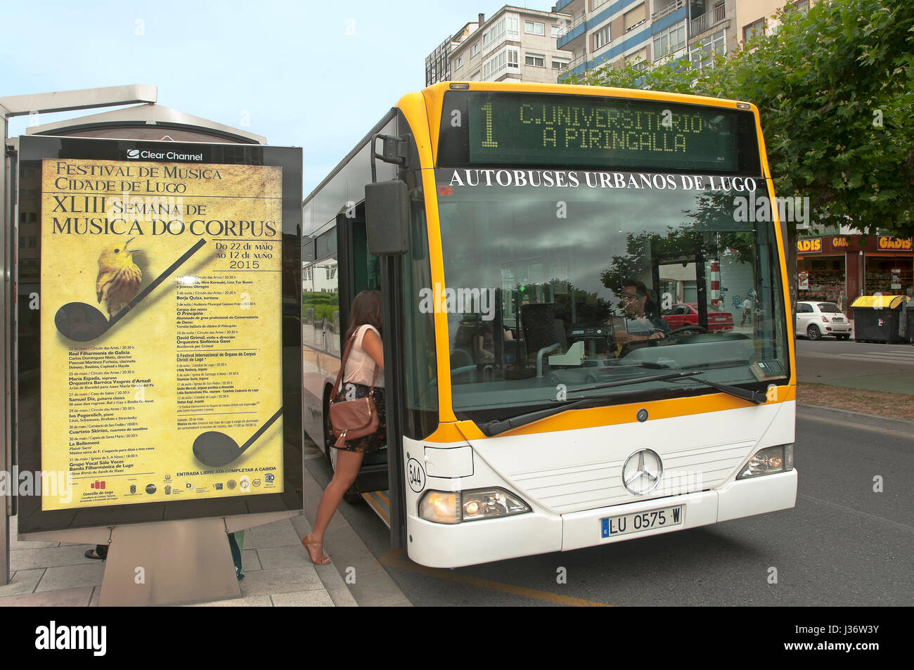 Bus stop, Lugo, Region of Galicia, Spain, Europe Stock Photo - Alamy