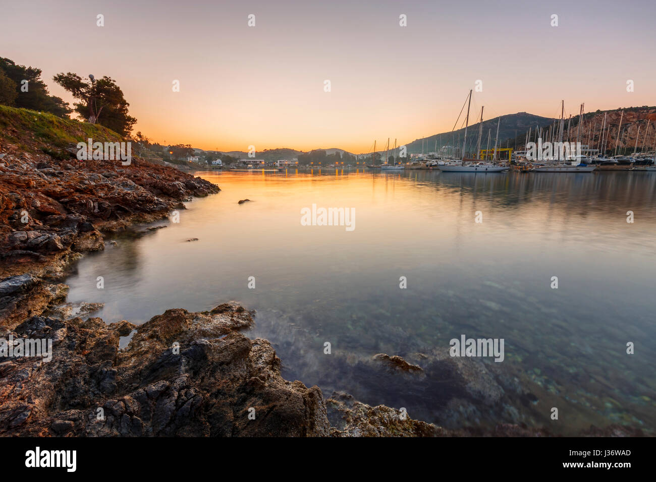 Lakki harbour on Leros island in Greece early in the morning Stock ...