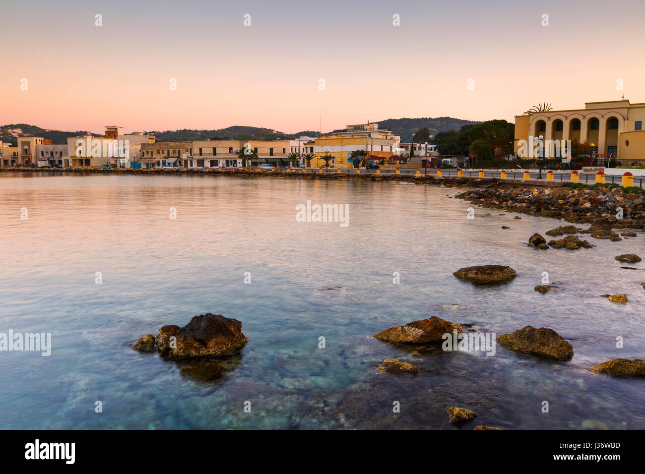 Lakki harbour on Leros island in Greece early in the morning Stock ...