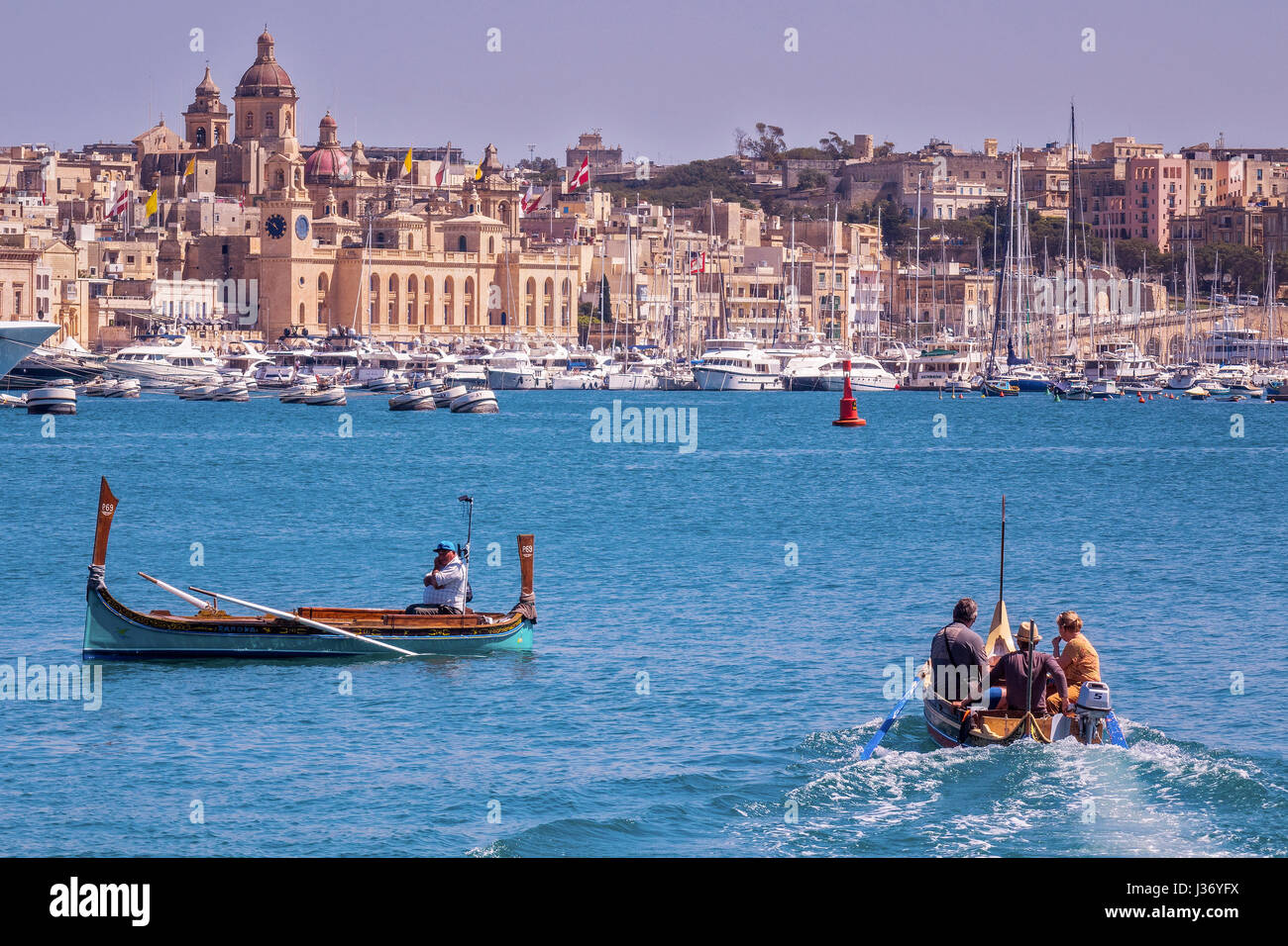 Water Taxi In The Grand Harbour, Malta Stock Photo - Alamy