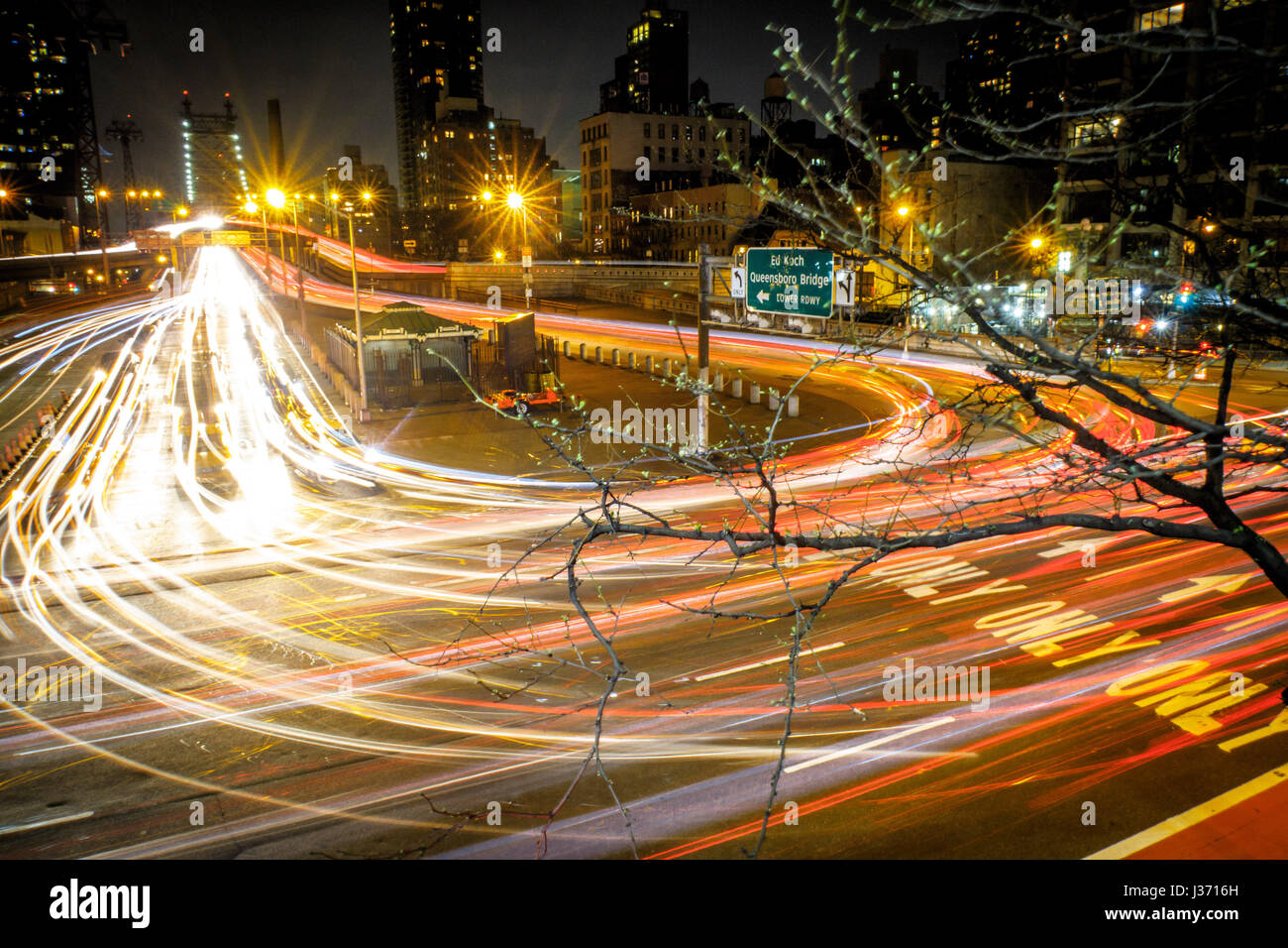 Lights light trail illuminated dusk evening long exposure hi-res stock ...