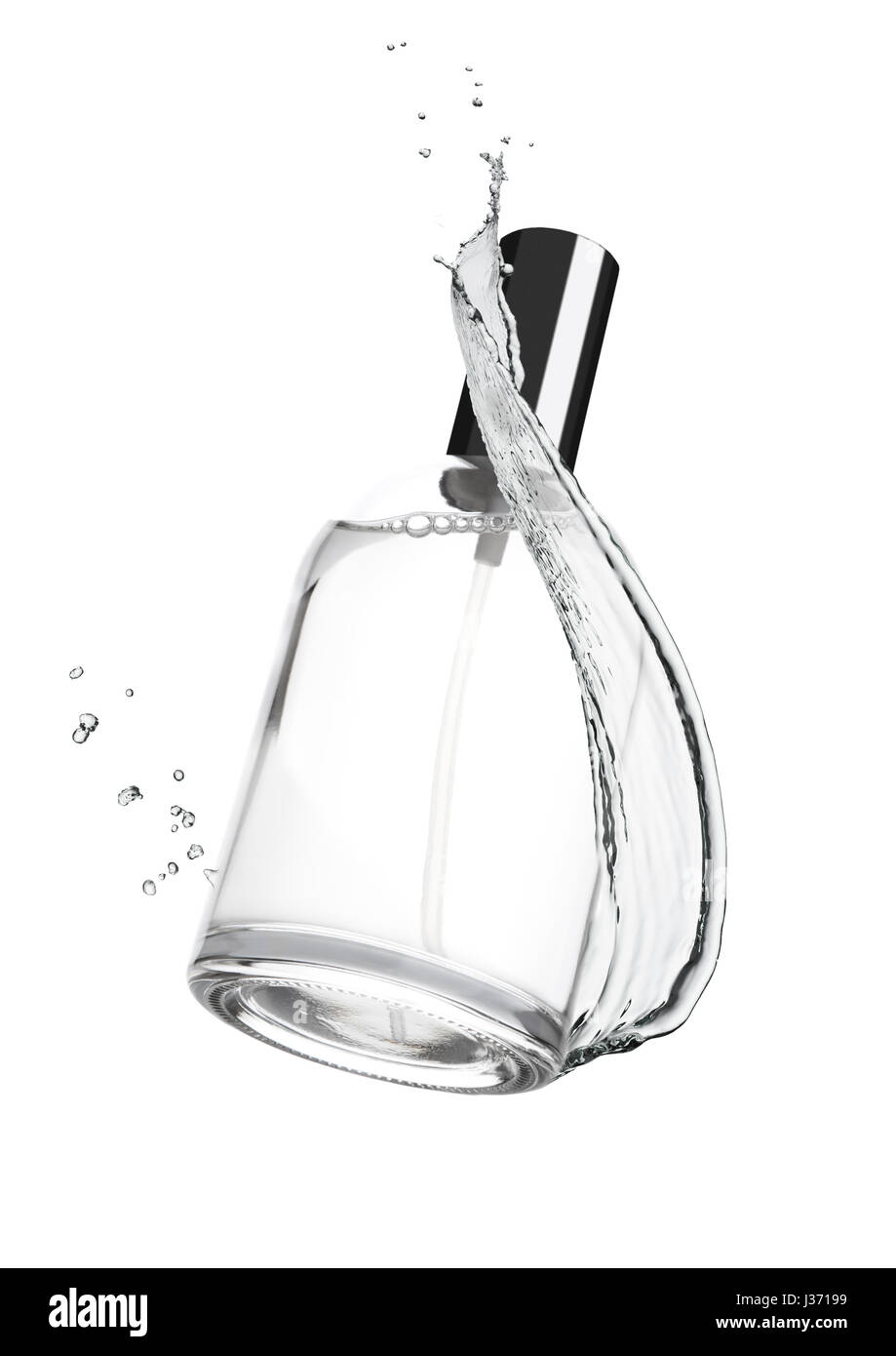 Perfume bottle with water splashes Stock Photo - Alamy