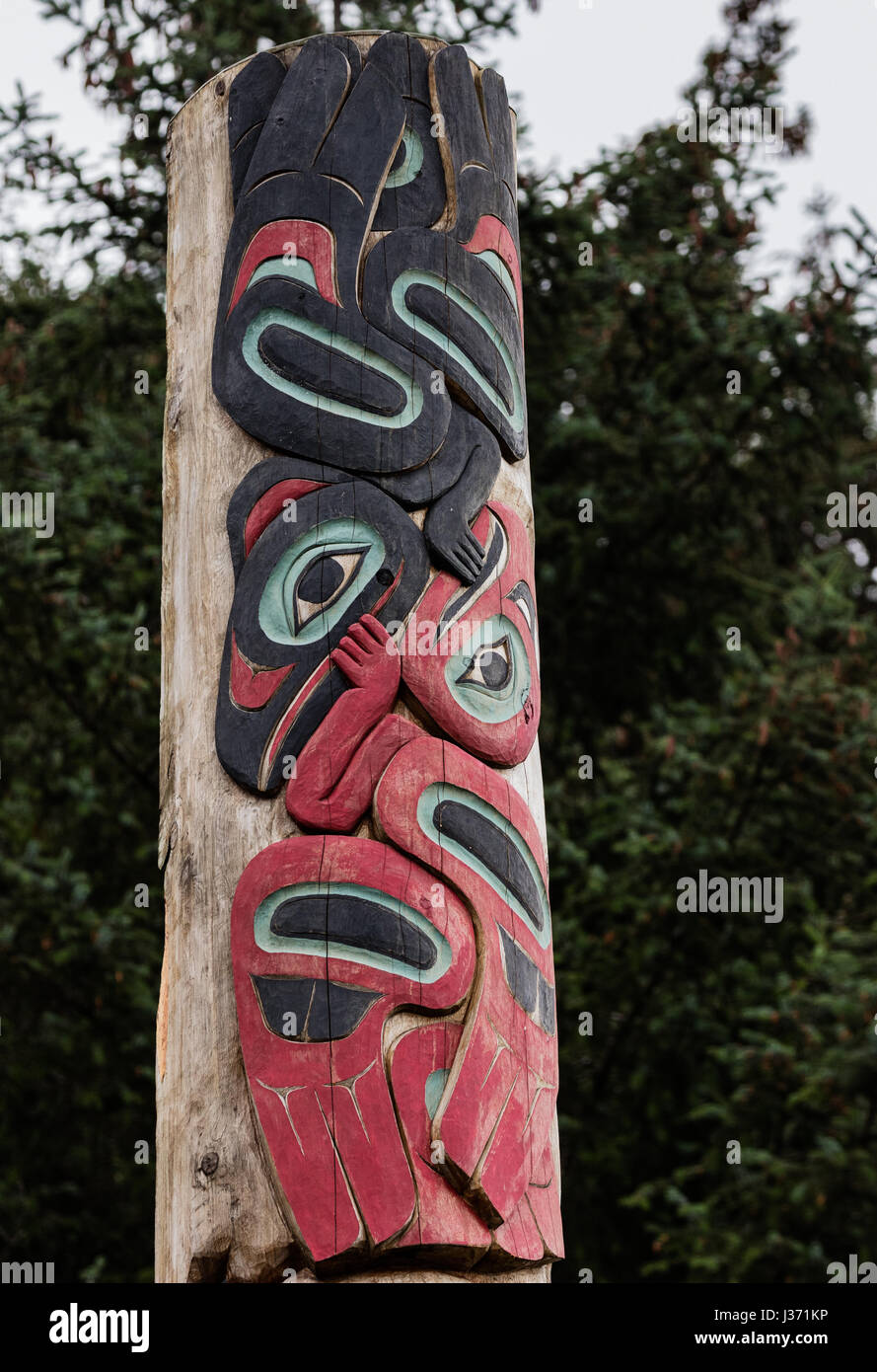Native American Tlingit totem Poles in Sitka, Alaska Stock Photo - Alamy