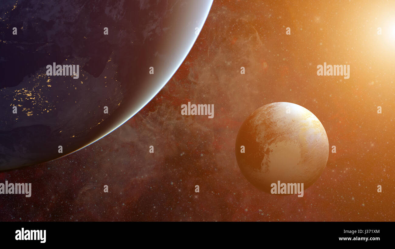 Solar System - Pluto. Science background. Elements of this image ...