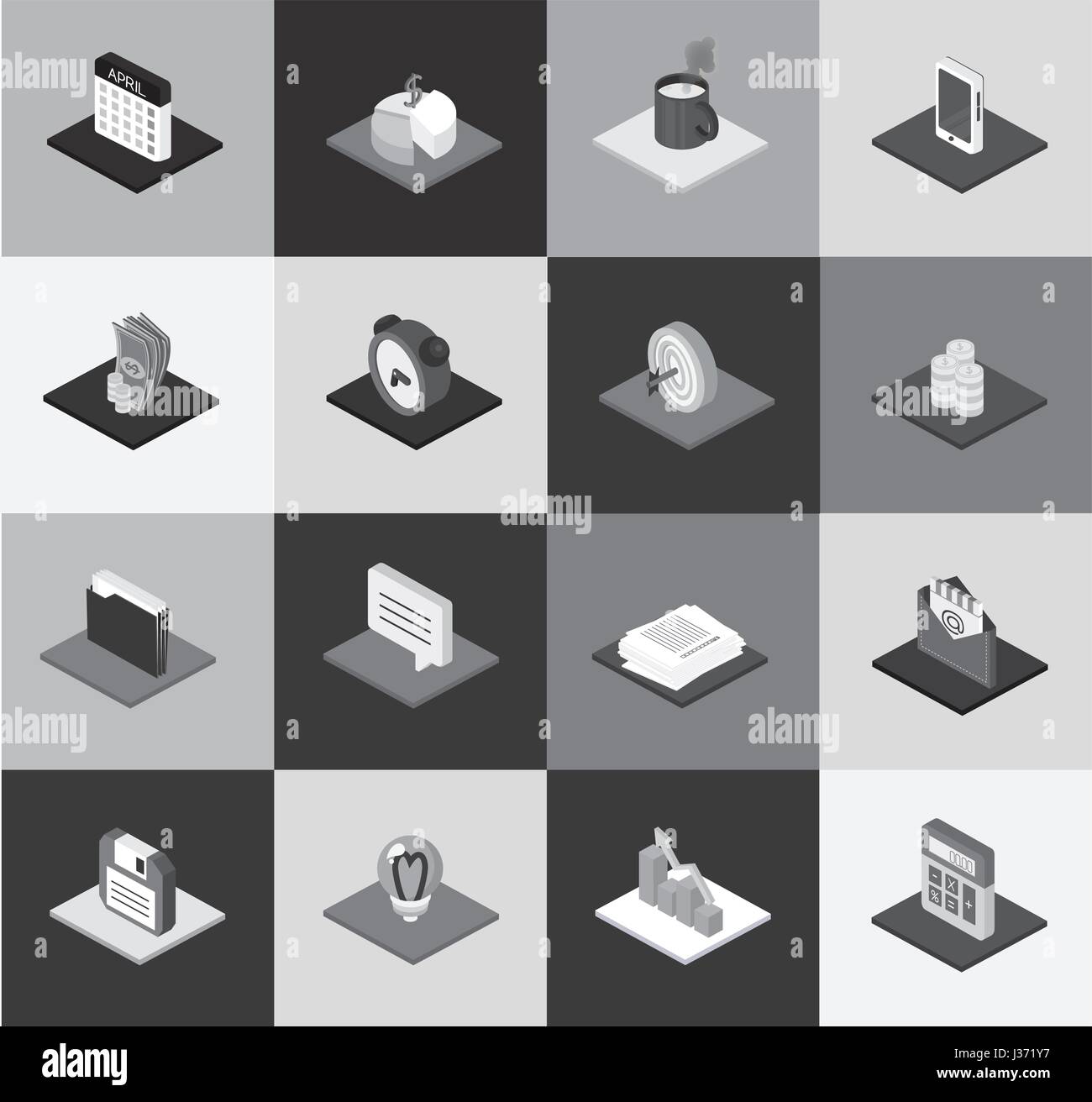 Vector illustration. Set of business isometric flat icons Stock Vector ...