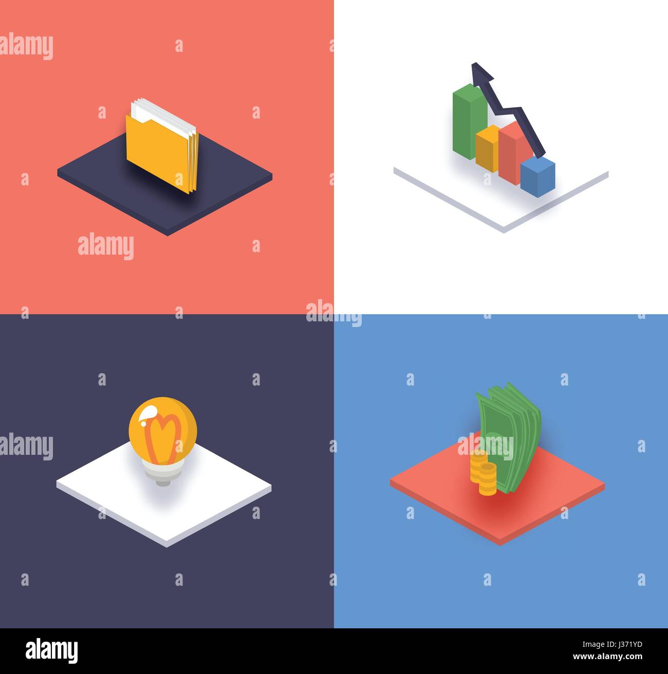 Vector illustration. Set of business isometric flat icons Stock Vector ...