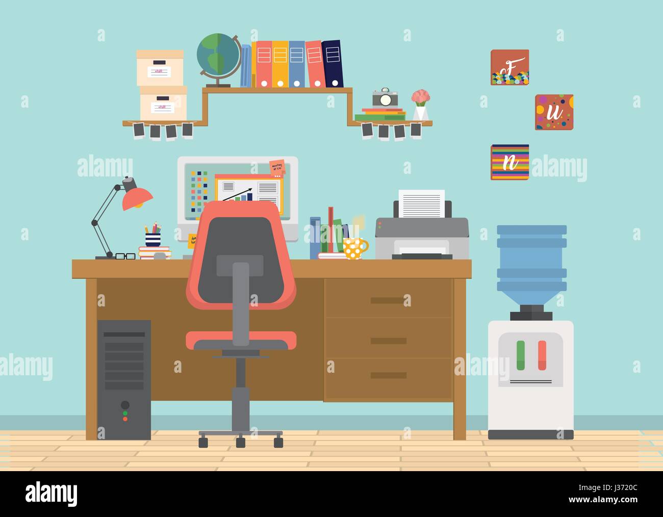 Work desk vector photo Stock Vector Images - Alamy