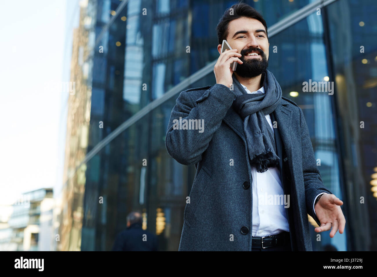 Portrait happy businessman talking hi-res stock photography and images ...