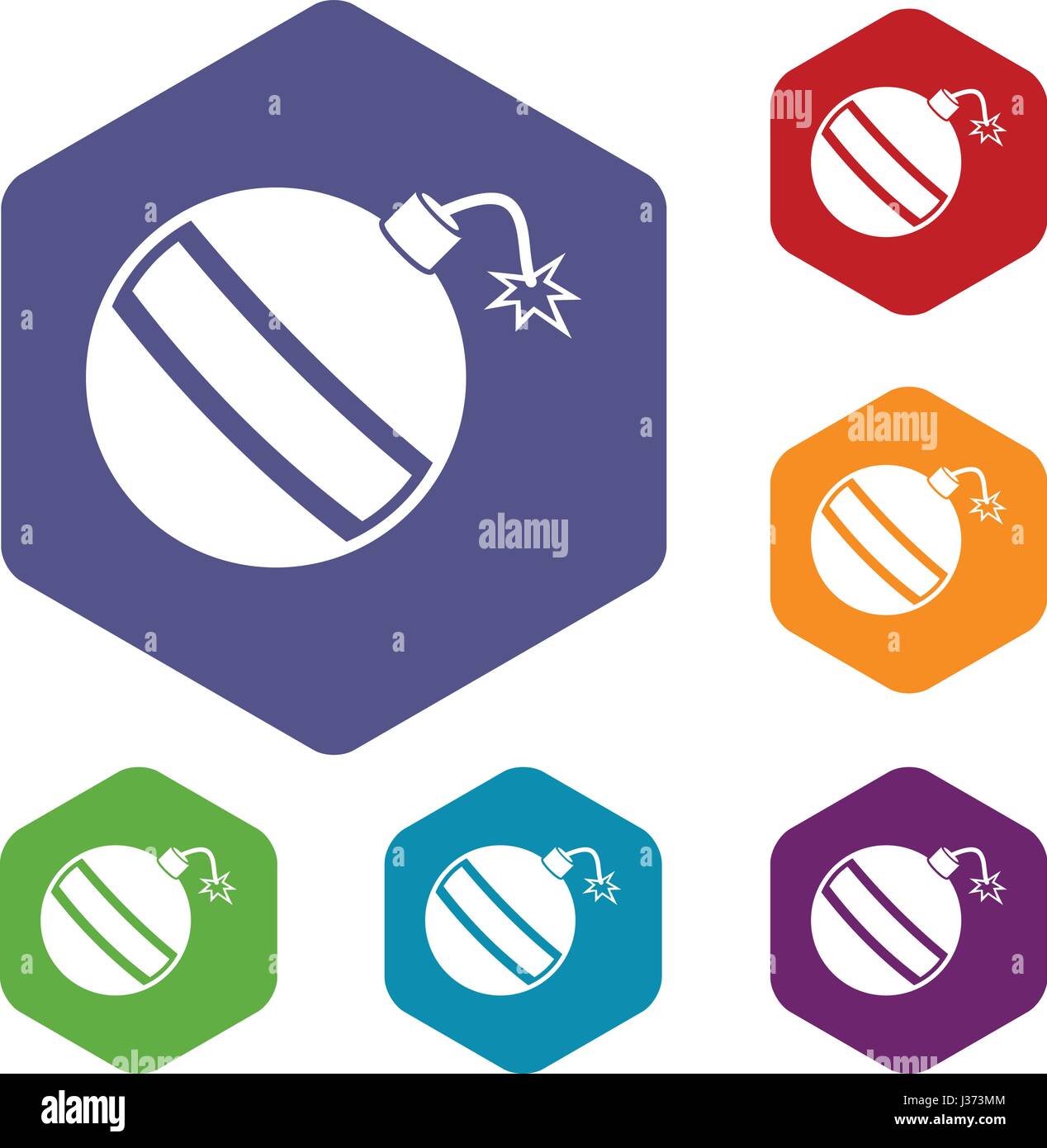 Bomb icons set hexagon Stock Vector Image & Art - Alamy