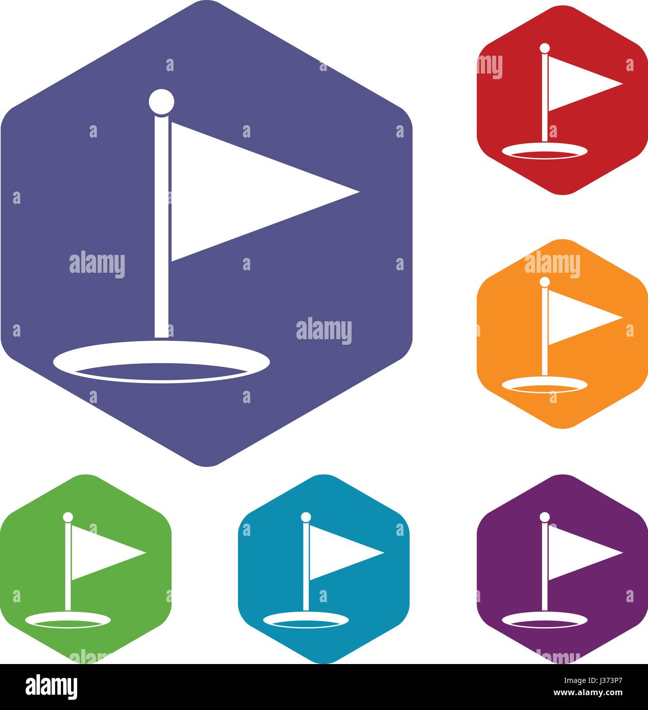 Golf flag icons set hexagon Stock Vector Image & Art - Alamy