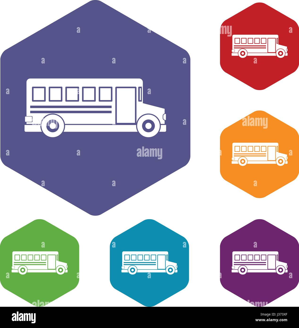 School bus icons set hexagon Stock Vector Image & Art - Alamy