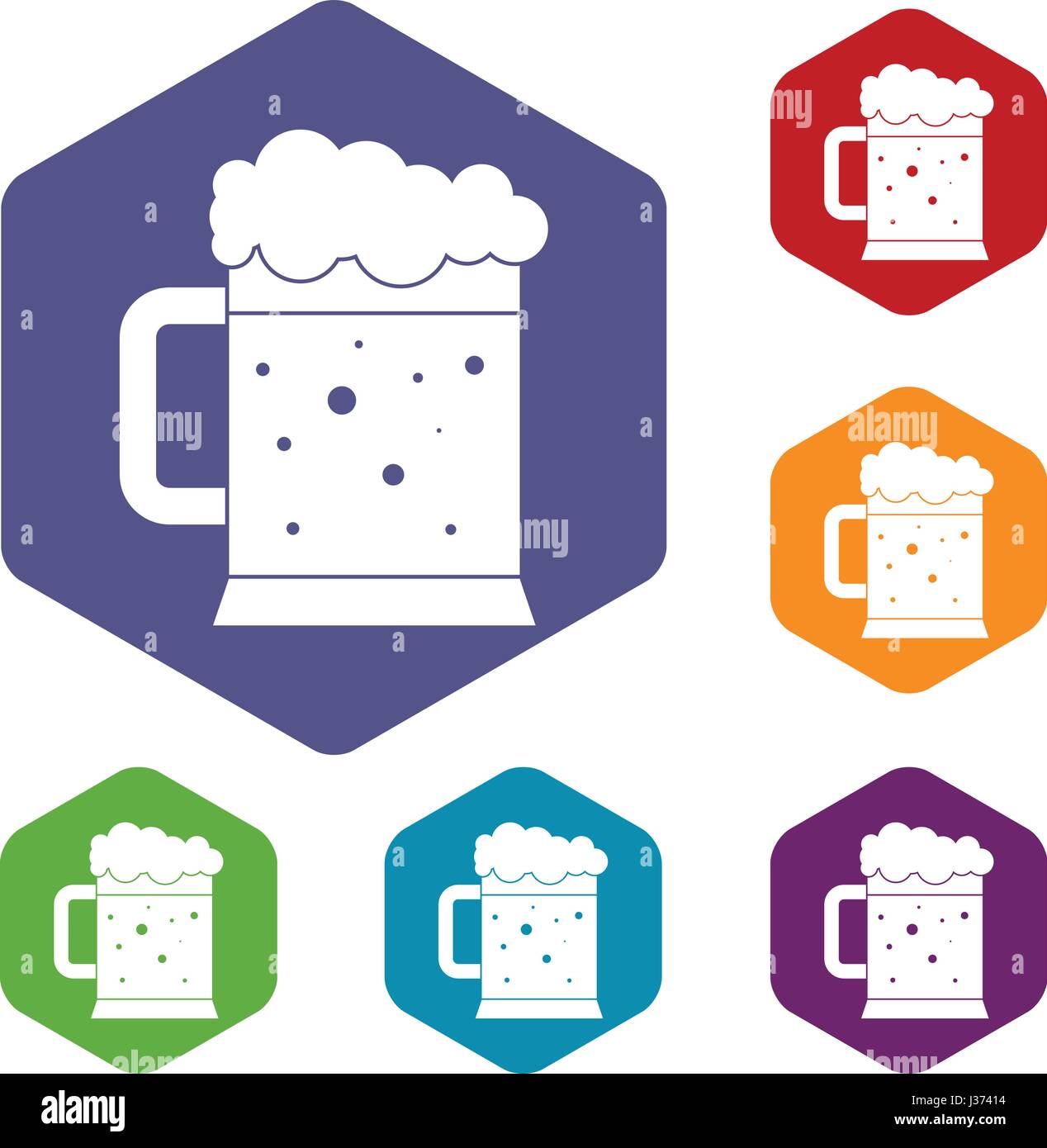 Beer mug icons set hexagon Stock Vector Image & Art - Alamy