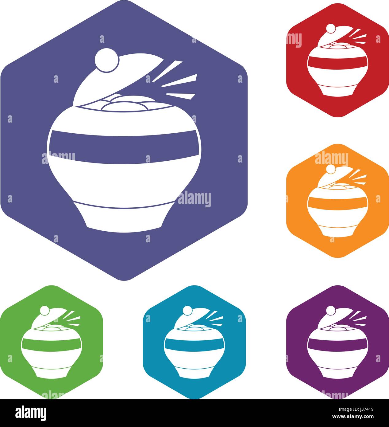 Pot full of gold coins icons set hexagon Stock Vector Image & Art - Alamy