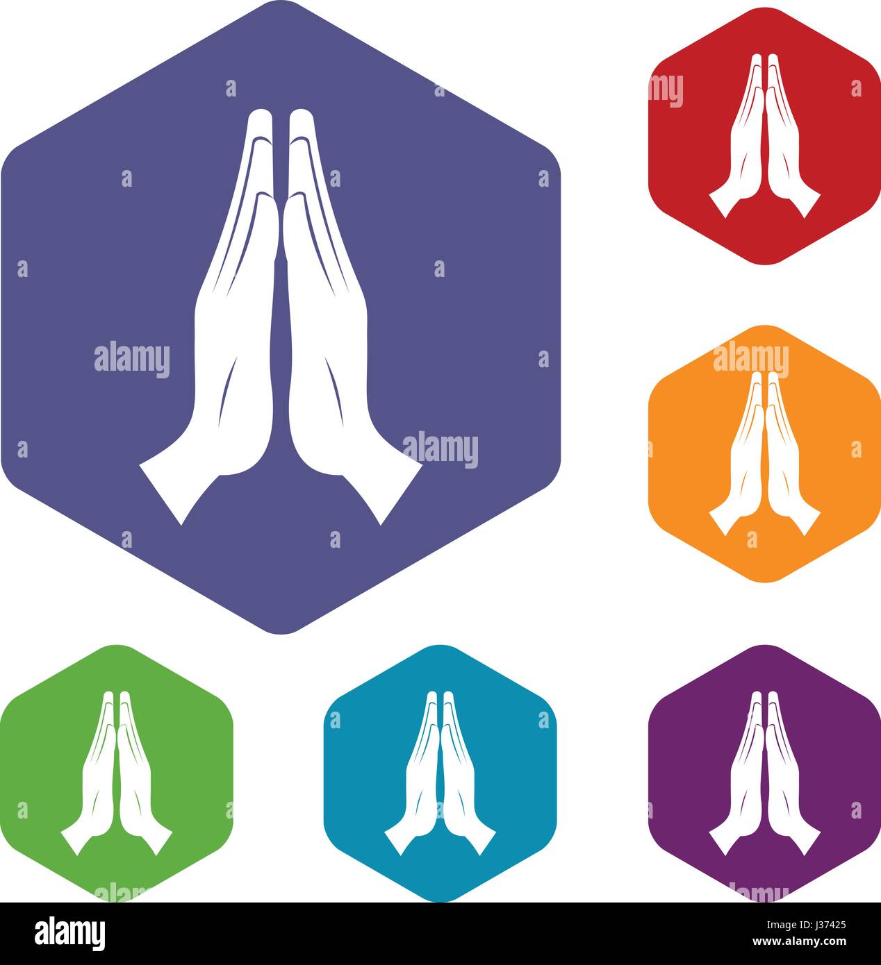 Prayer icons set hexagon Stock Vector Image & Art - Alamy