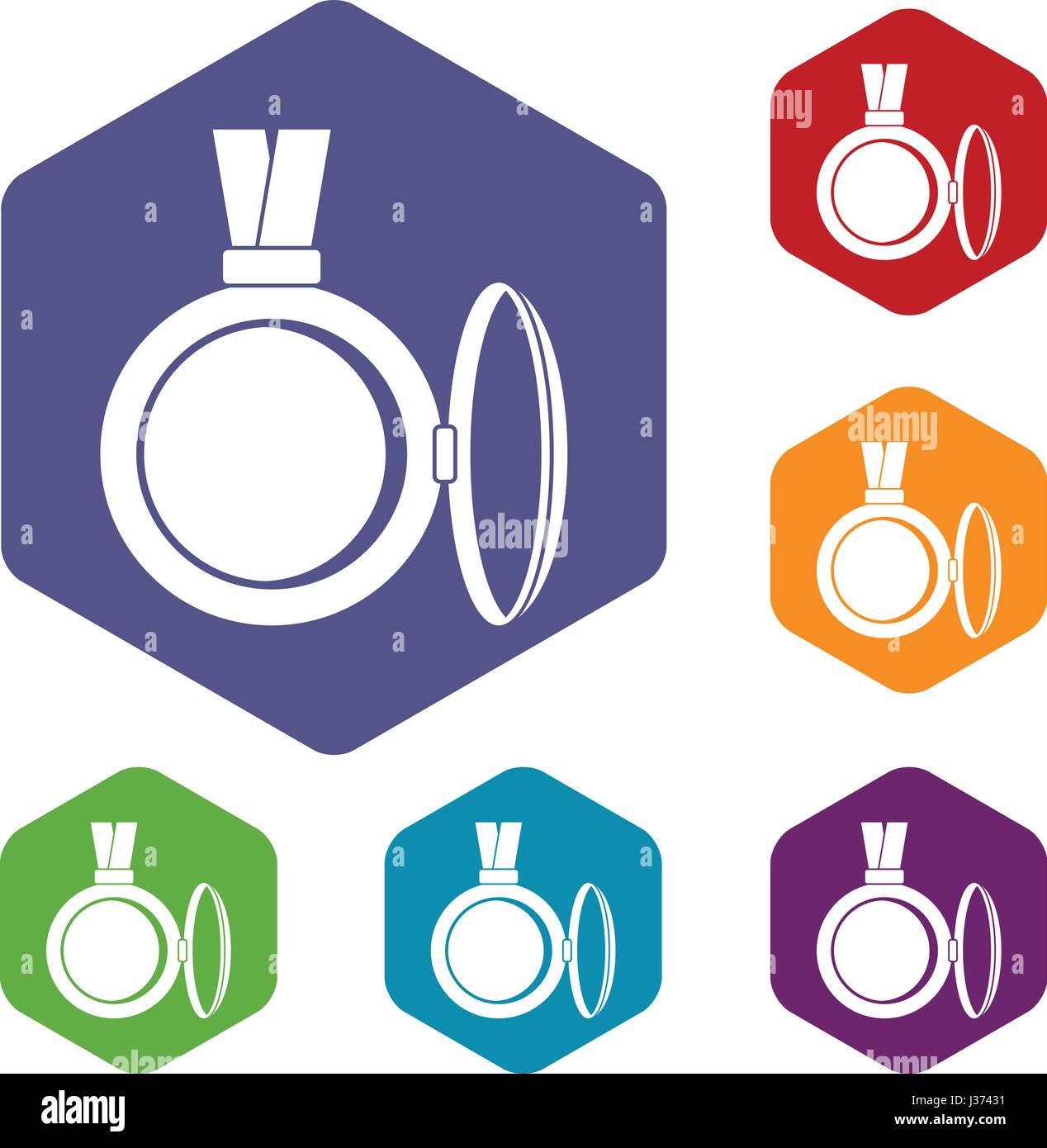 Medallion icons set hexagon Stock Vector Image & Art - Alamy