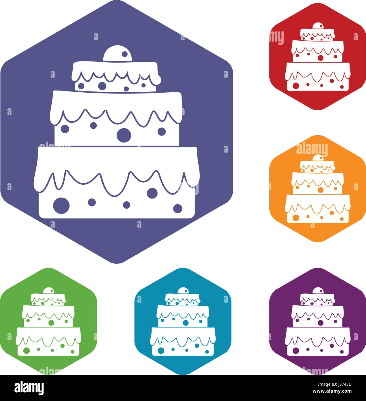 Big cake icons set hexagon Stock Vector Image & Art - Alamy