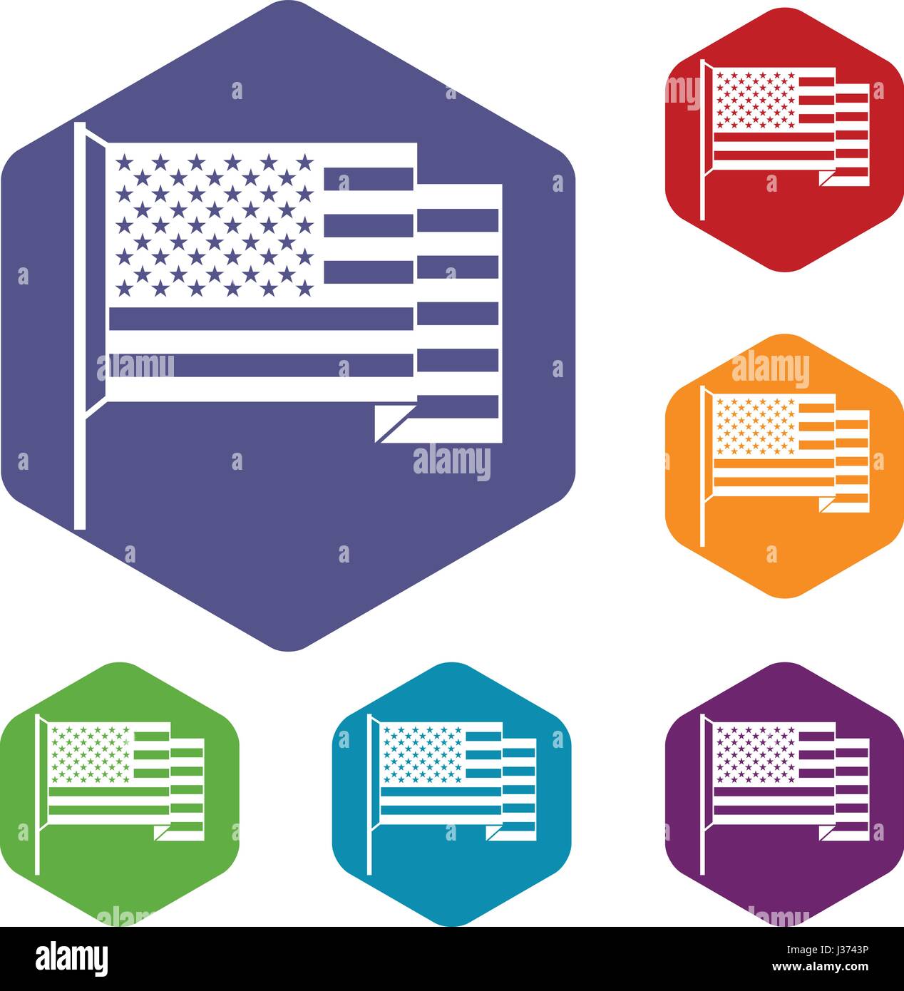 American flag icons set hexagon Stock Vector Image & Art - Alamy