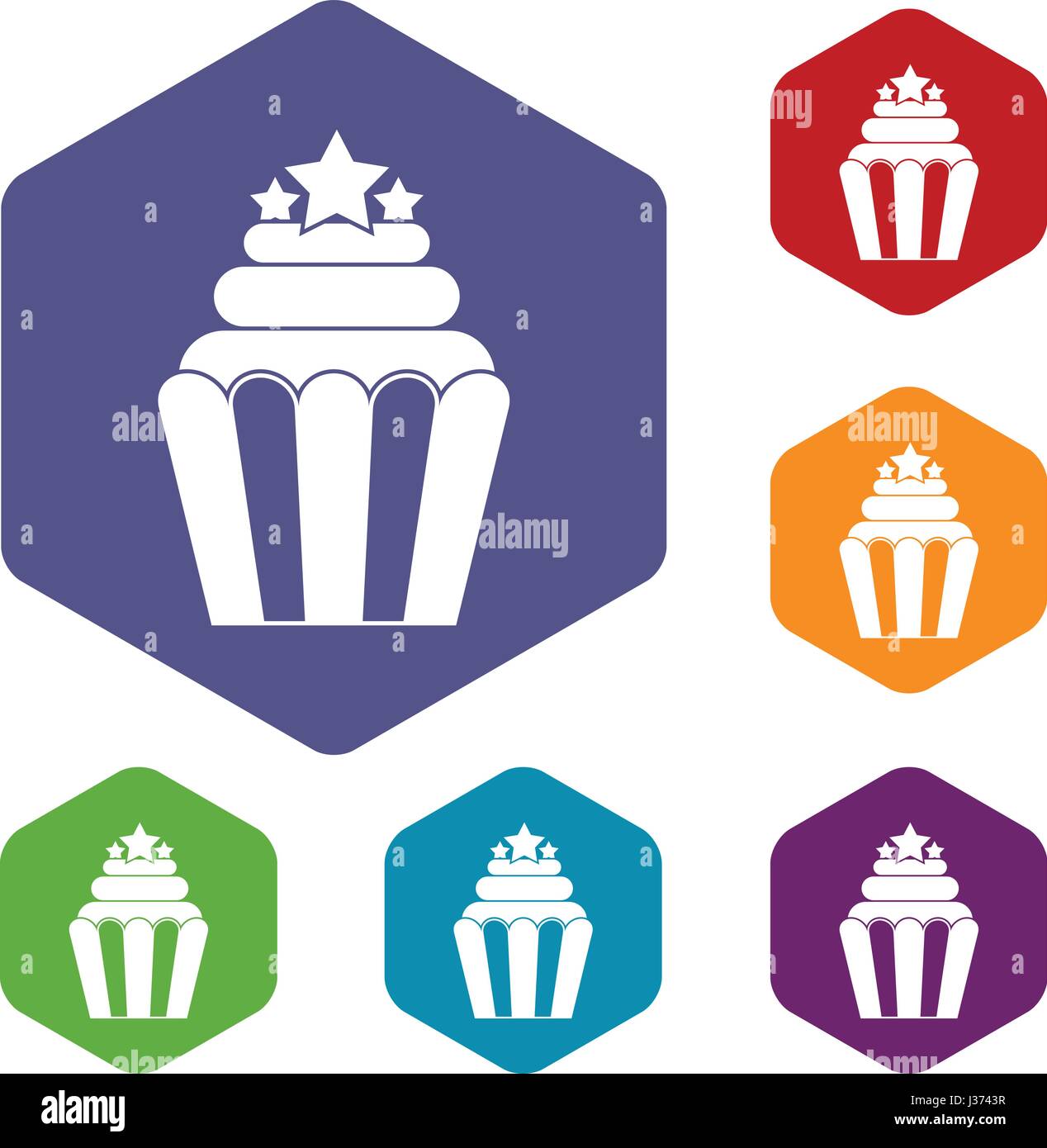 Popcorn icons set hexagon Stock Vector Image & Art - Alamy