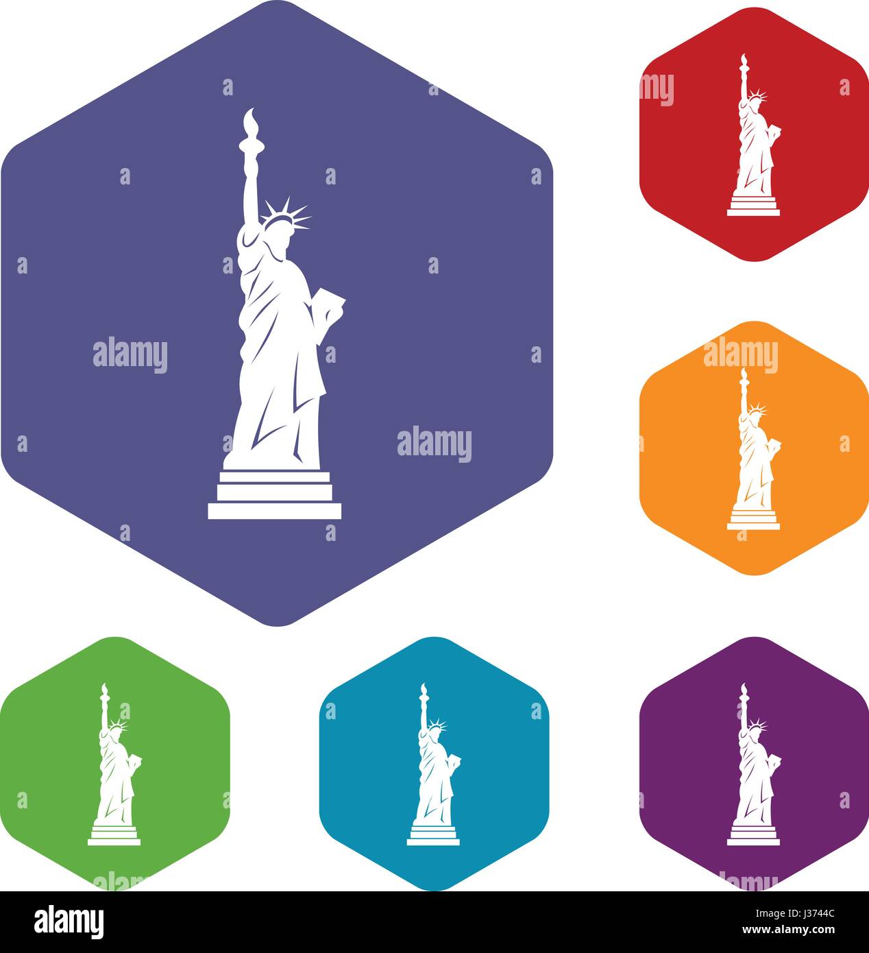 Statue of liberty icons set hexagon Stock Vector Image & Art - Alamy
