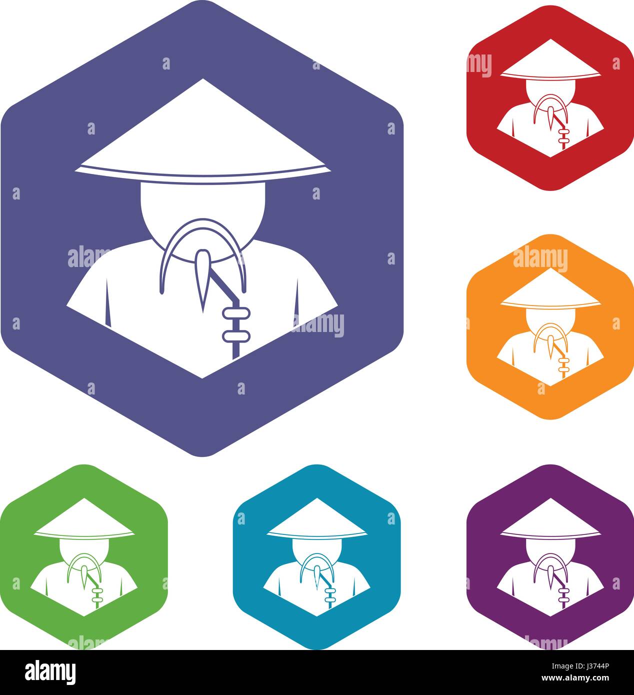 Asian man in conical hat Stock Vector Images - Alamy