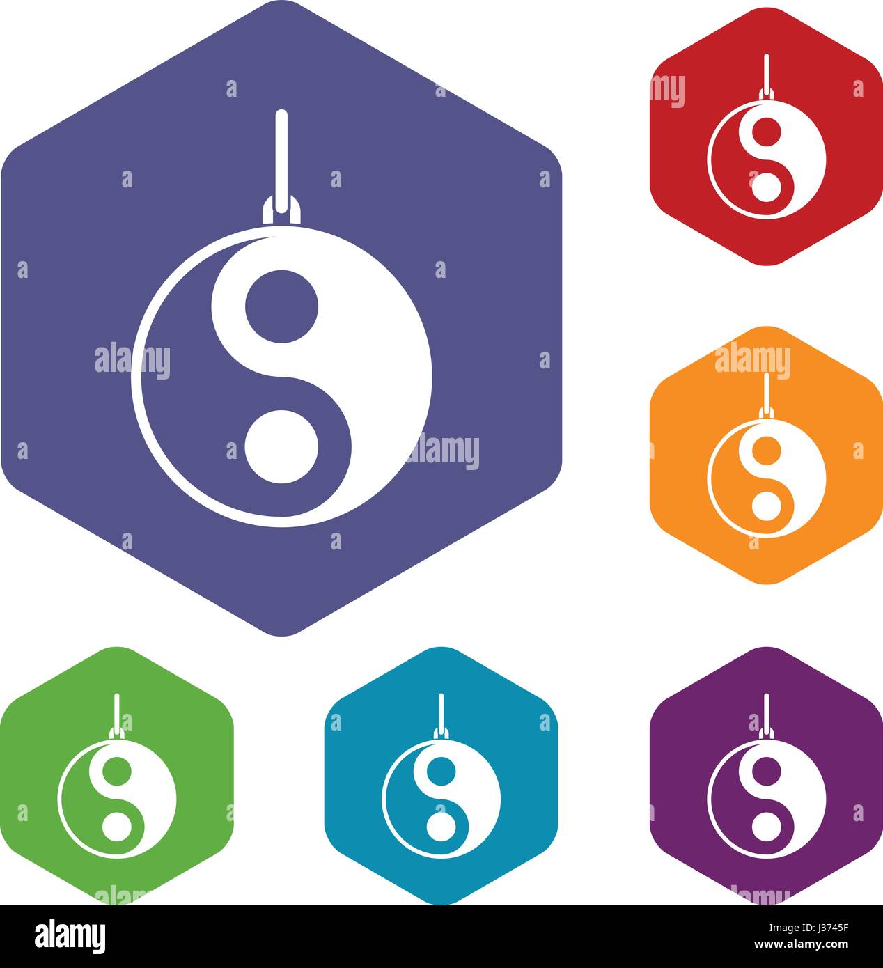 Yin Yang symbol icons set hexagon Stock Vector Image & Art - Alamy
