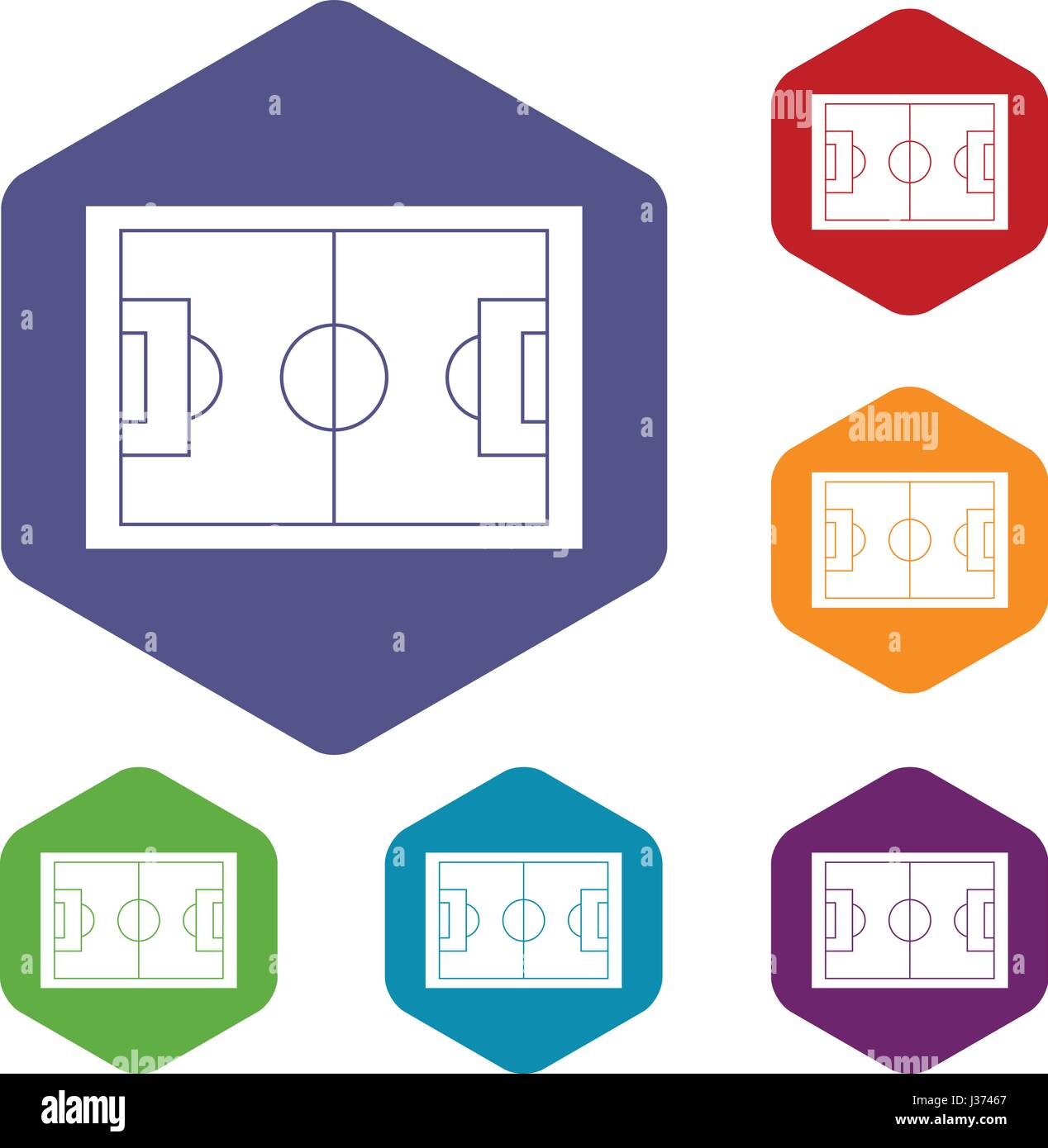 Soccer field icons set hexagon Stock Vector Image & Art - Alamy