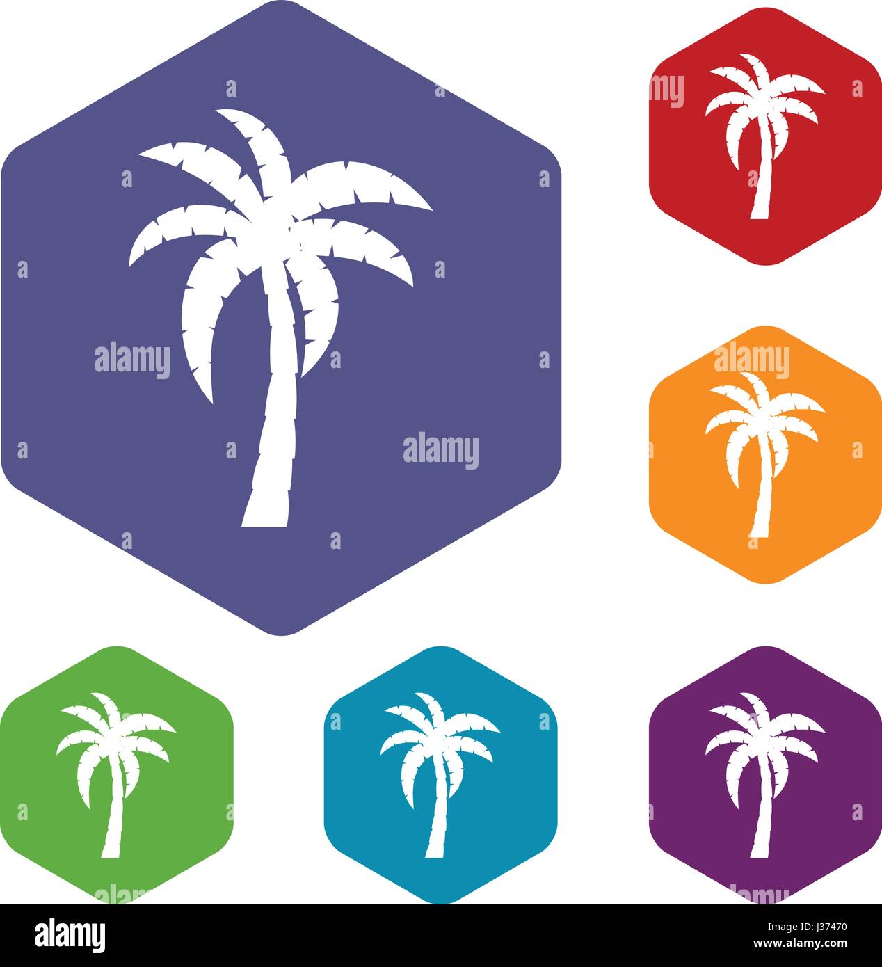 Palm icons set hexagon Stock Vector Image & Art - Alamy