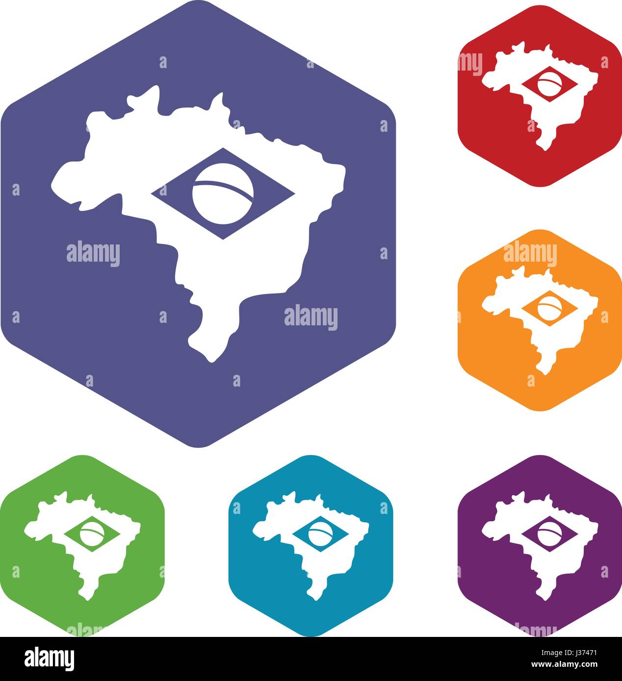 Brazil map with flag icons set hexagon Stock Vector Image & Art - Alamy