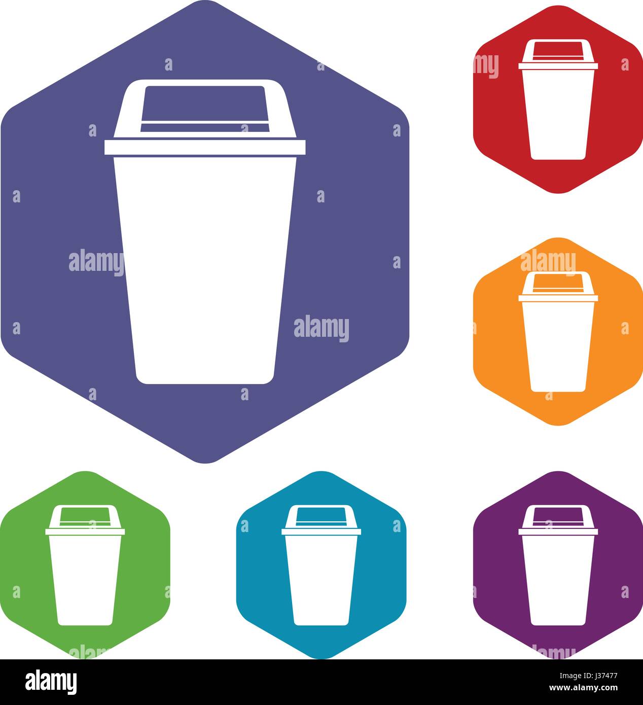 Plastic flip lid bin icons set hexagon Stock Vector Image & Art - Alamy