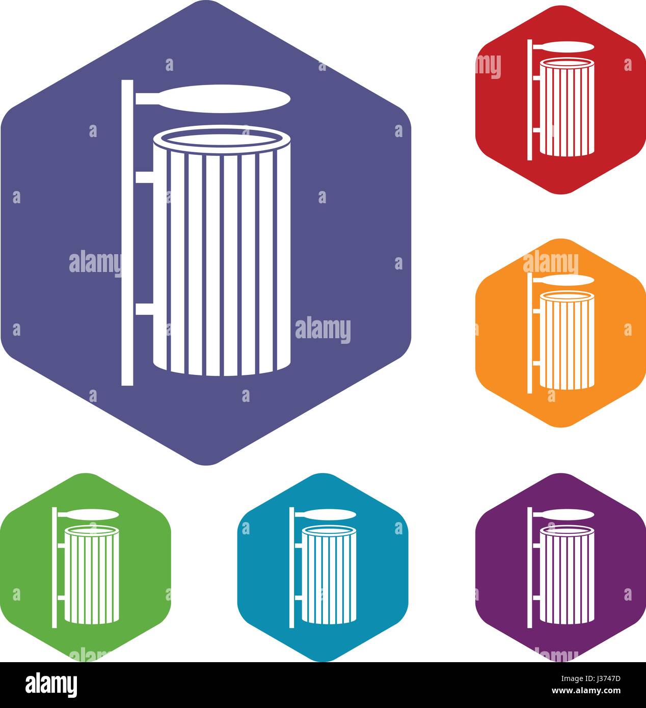 Public trash can icons set hexagon Stock Vector Image & Art - Alamy