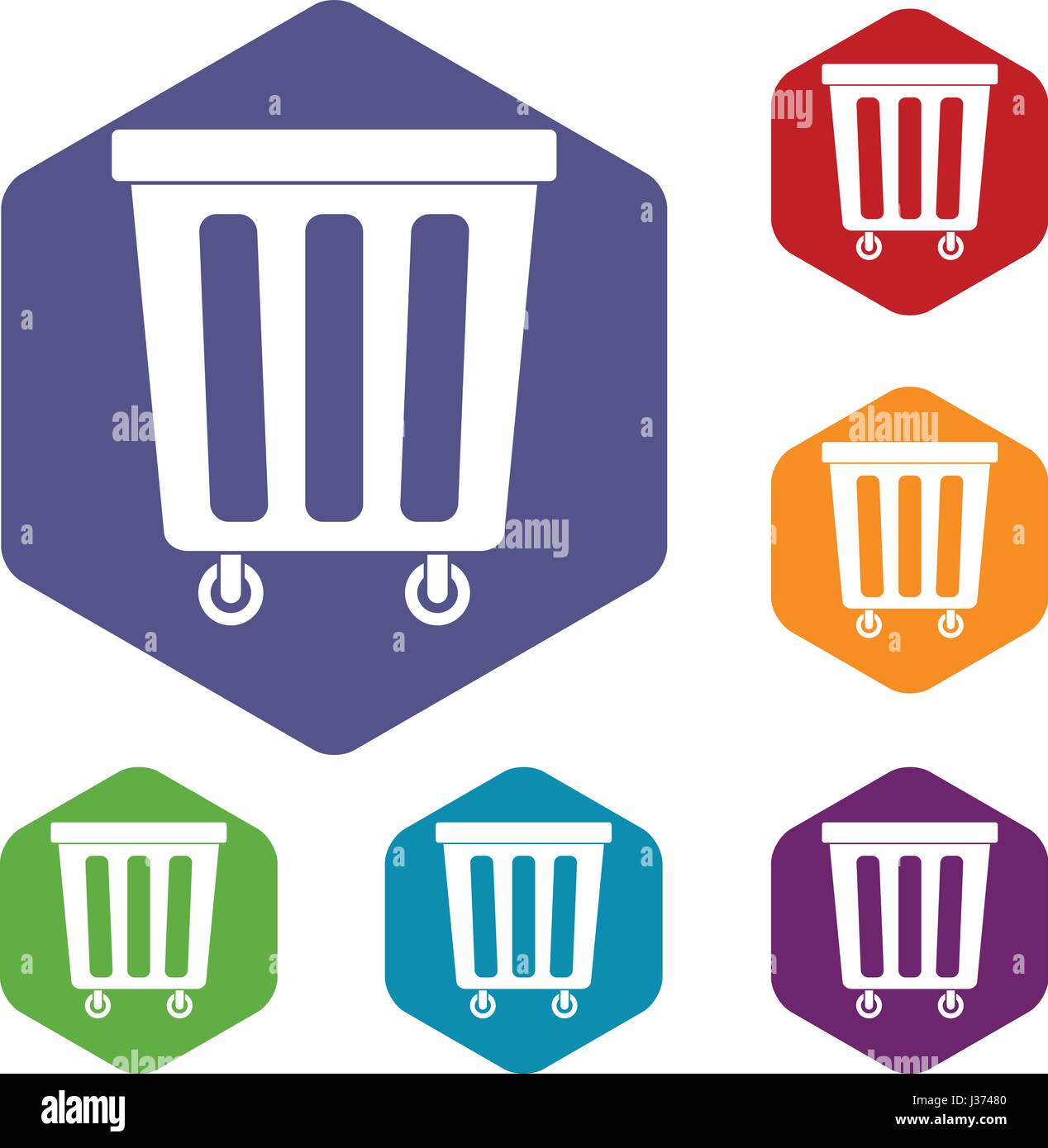 Outdoor plastic trash can icons set hexagon Stock Vector Image & Art ...